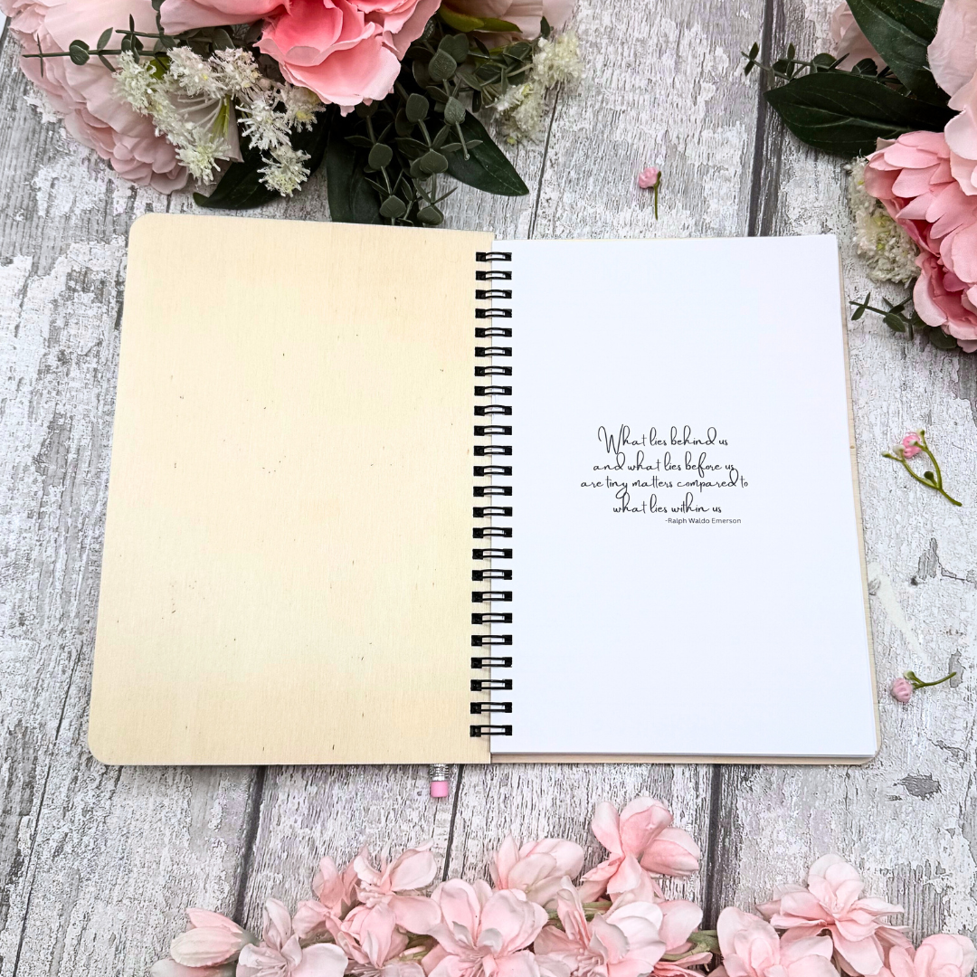 Purr-fect Pages A5 Notebook – Kitty Cat Wooden Cover – LMGiftsbyDee